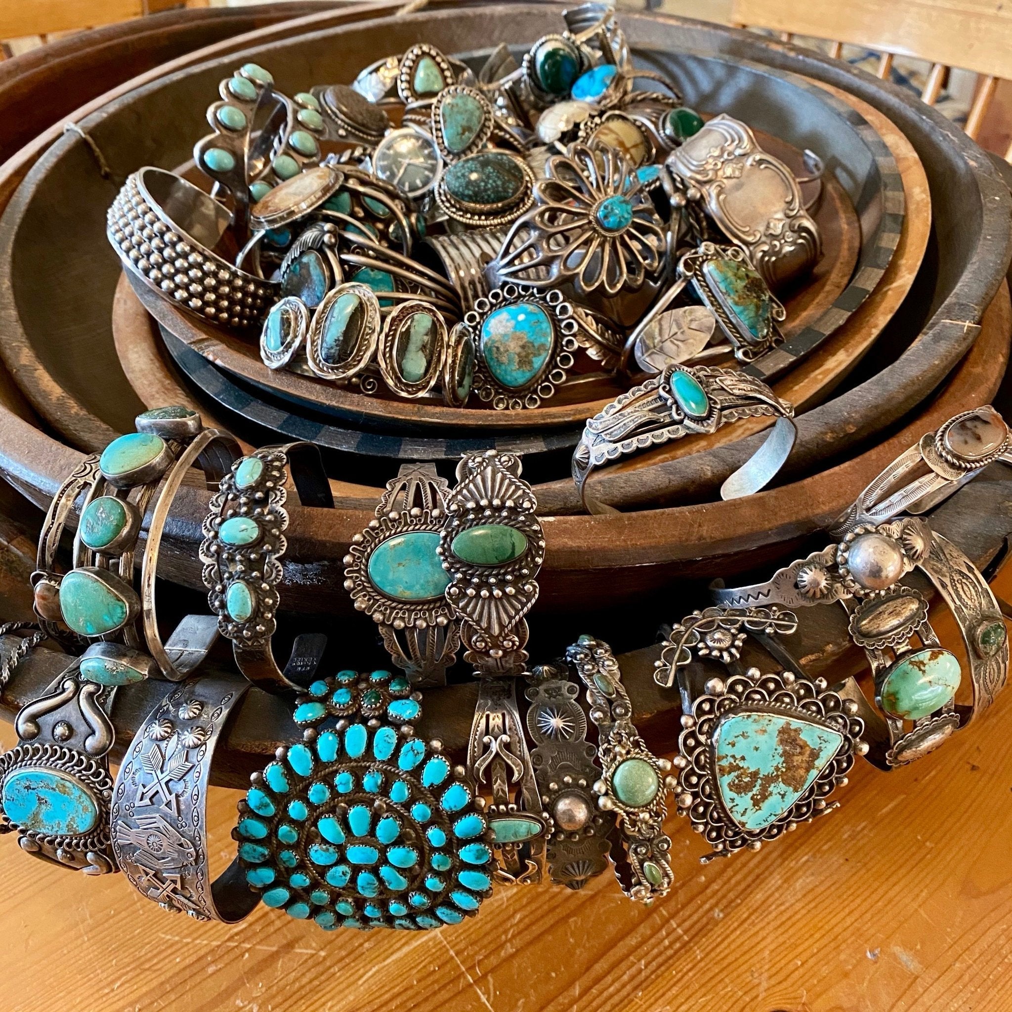 used Jewelry sterling silver gold turquoise ring bracelet – Yourgreatfinds