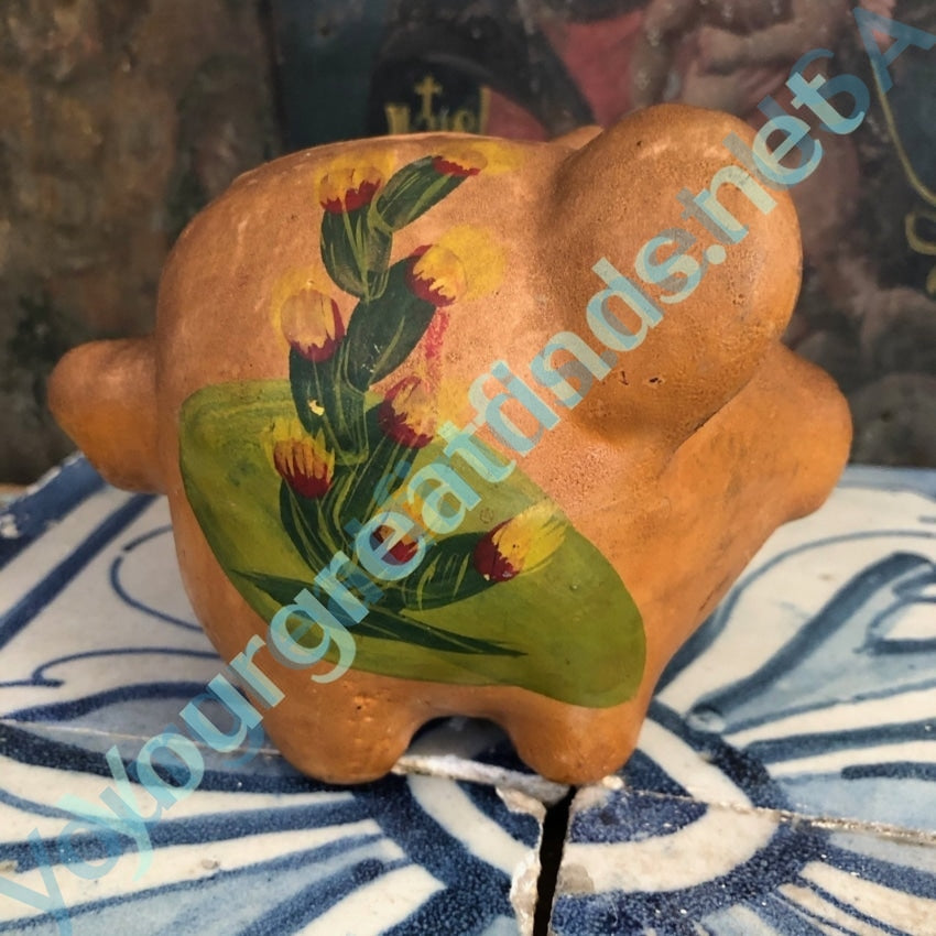 Old Mexican Red Clay Piggy Bank with Hand Painted Accents – Yourgreatfinds