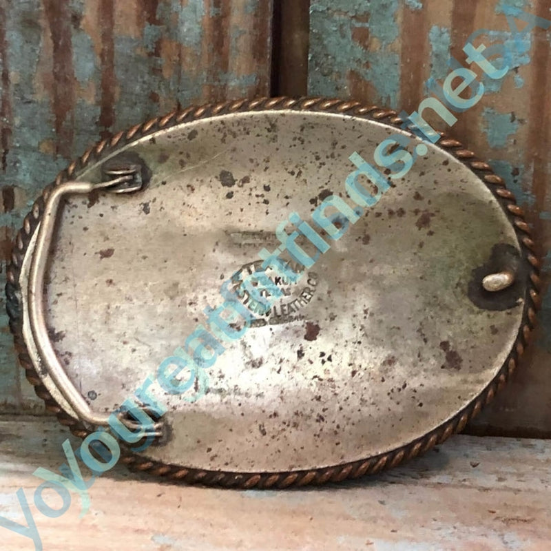 Time Worn Vintage Tex Tan Western Cowboy Belt Buckle - Yourgreatfinds