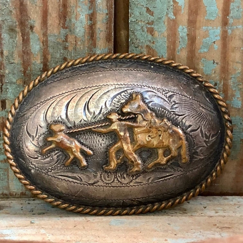 Time Worn Vintage Tex Tan Western Cowboy Belt Buckle - Yourgreatfinds